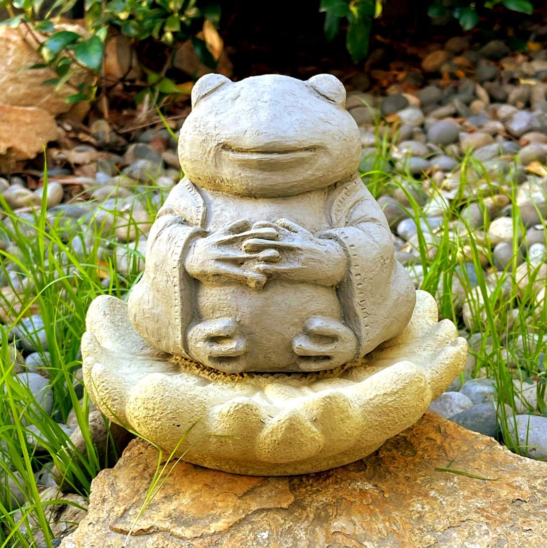 ZEN MEDITATING FROGS (size & Color Options): Solid Stone Sculpture ...