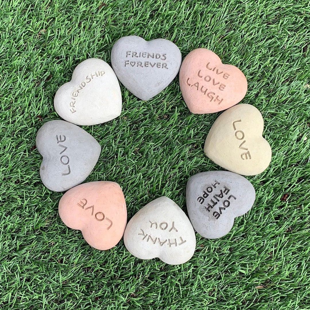 HEART SPIRIT STONE phrase/color Options: Solid Concrete Inspirational ...