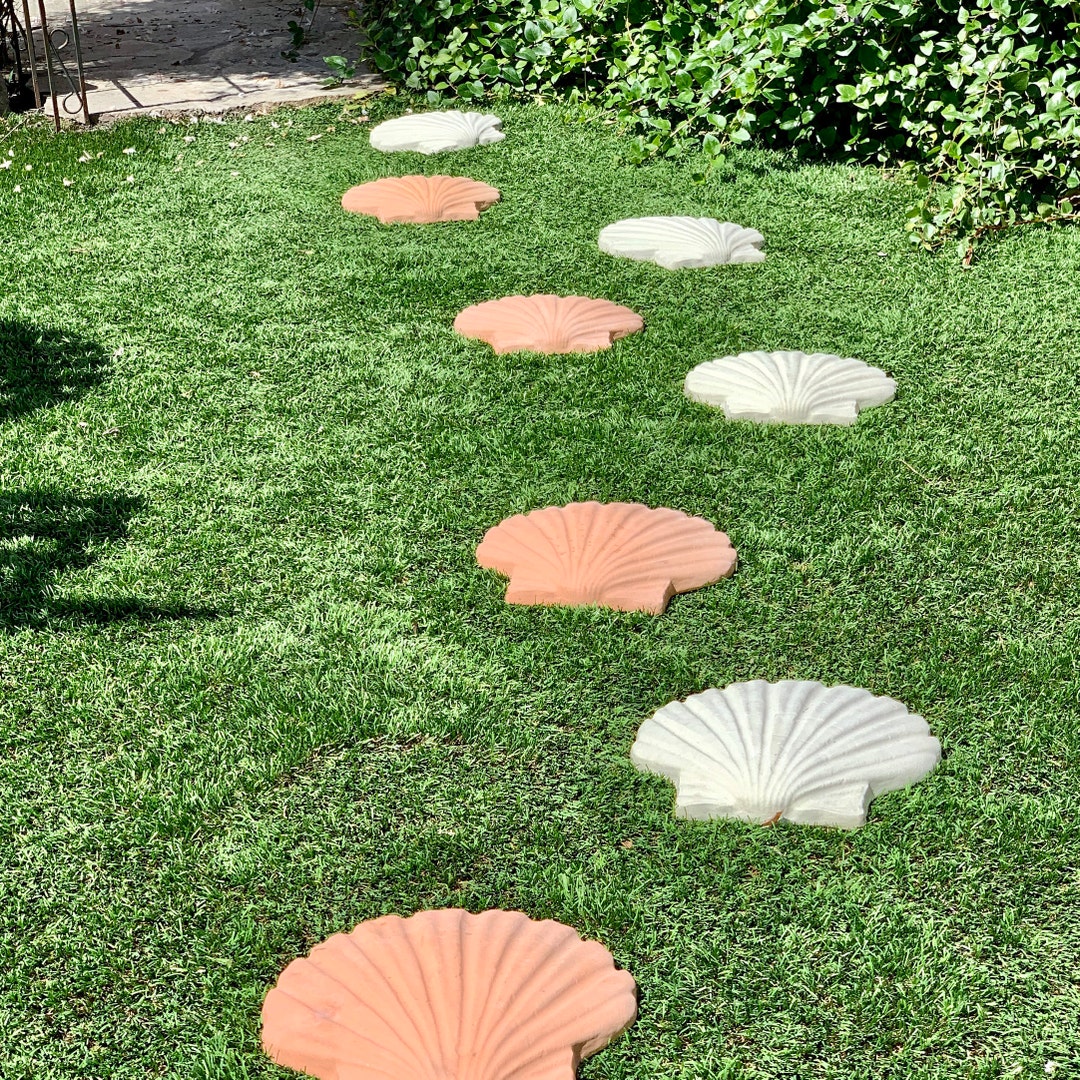 SEASHELL STEPPING STONES (4 Color Options): Durable Solid Concrete ...