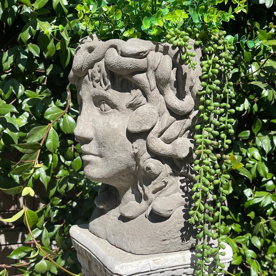 MEDUSA HEAD PLANTER (4 Color Option): Durable Stone Flower Pot Bust ...