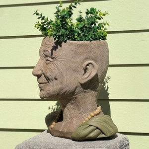 BUDDHIST MONK PLANTER (custom Stain Option): Solid Stone Container ...