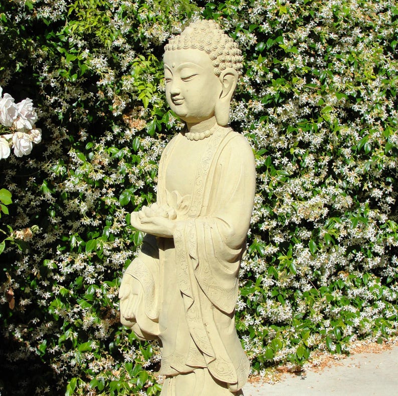 TALL SHAKYAMUNI BUDDHA (4 Color Option): Durable Solid Stone Statue ...