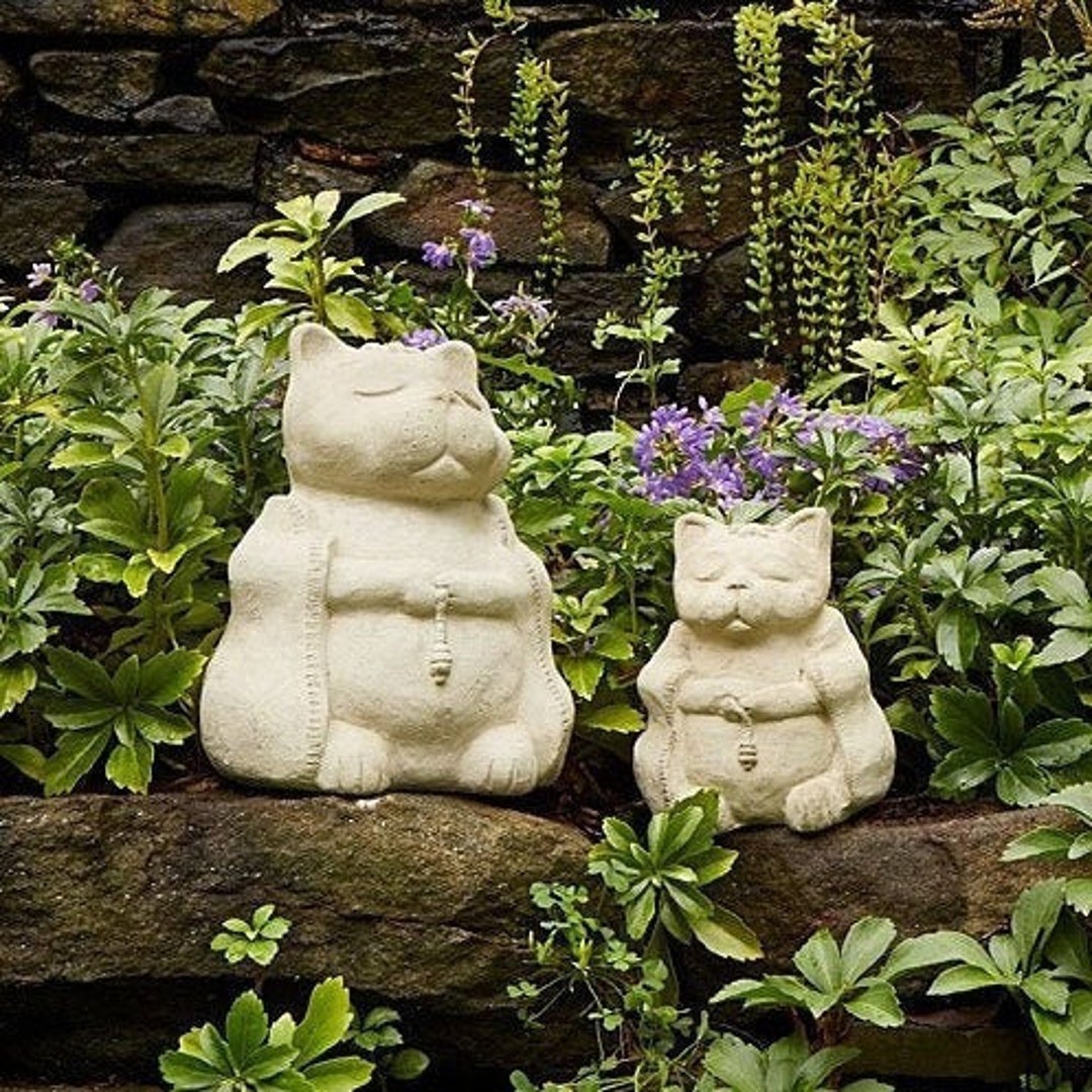 ZEN MEDITATING CATS size & Color Options: Solid Stone Inspirational ...