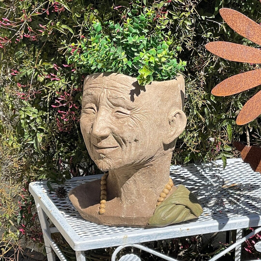 BUDDHIST MONK PLANTER custom Stain Option: Solid Stone Container ...