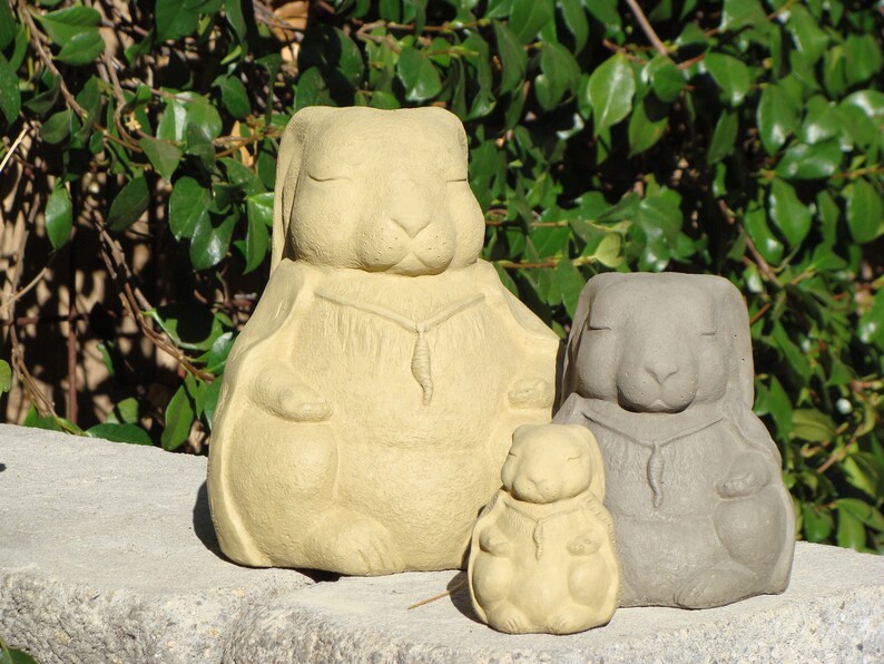 LARGE MEDITATING RABBIT 4 Color Options: Solid Stone Buddha - Etsy
