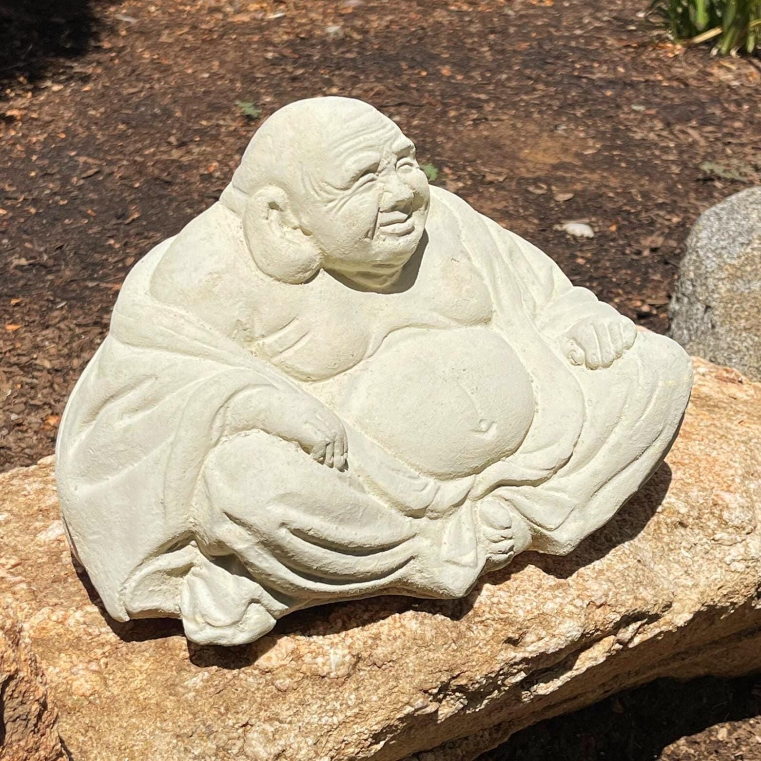 HAPPY HOTEI BUDDHA: Solid Stone Statue. Home & Garden Decor. Outdoors ...