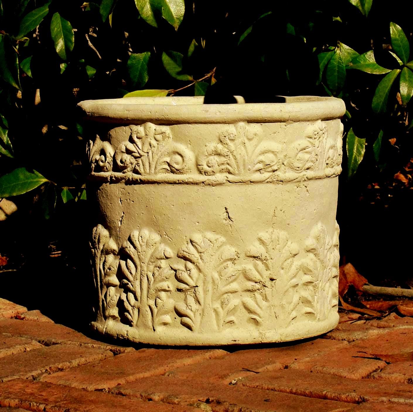 MOTIF WELL PLANTER: Solid Stone Flower Pot. Outdoor Safe, Garden Decor ...