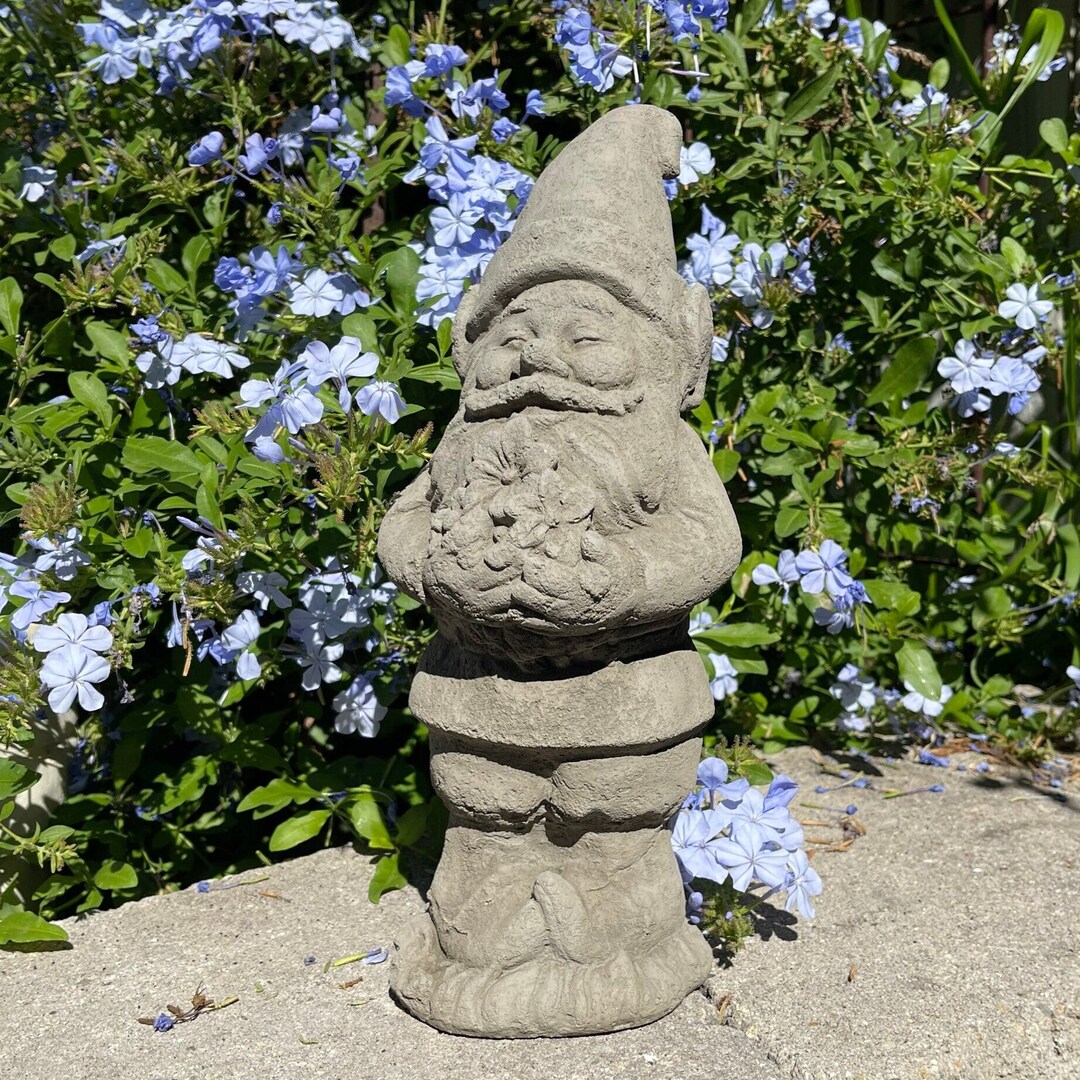 VINTAGE FLOWER GNOME (4 Color Options): Durable Solid Stone Statue ...