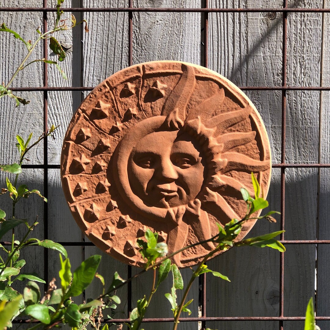 MOON & SUN TABLET (4 Color Options): Solid Stone Wall Hanging W/ Rust ...