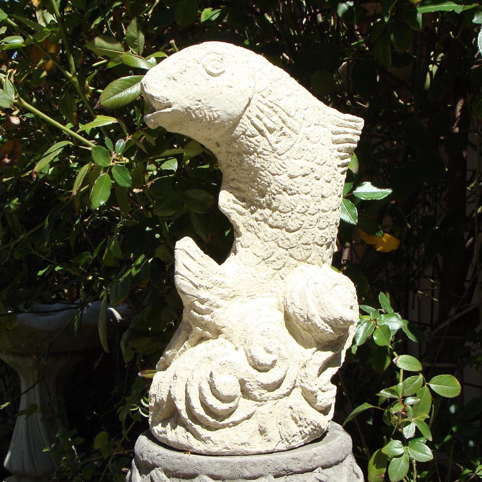 VINTAGE FISH SPITTER (4 Color Option): Plumbed Solid Stone Statue ...