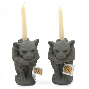 VINTAGE SITTING GARGOYLE (candle Holder Option): Solid Stone Statue ...