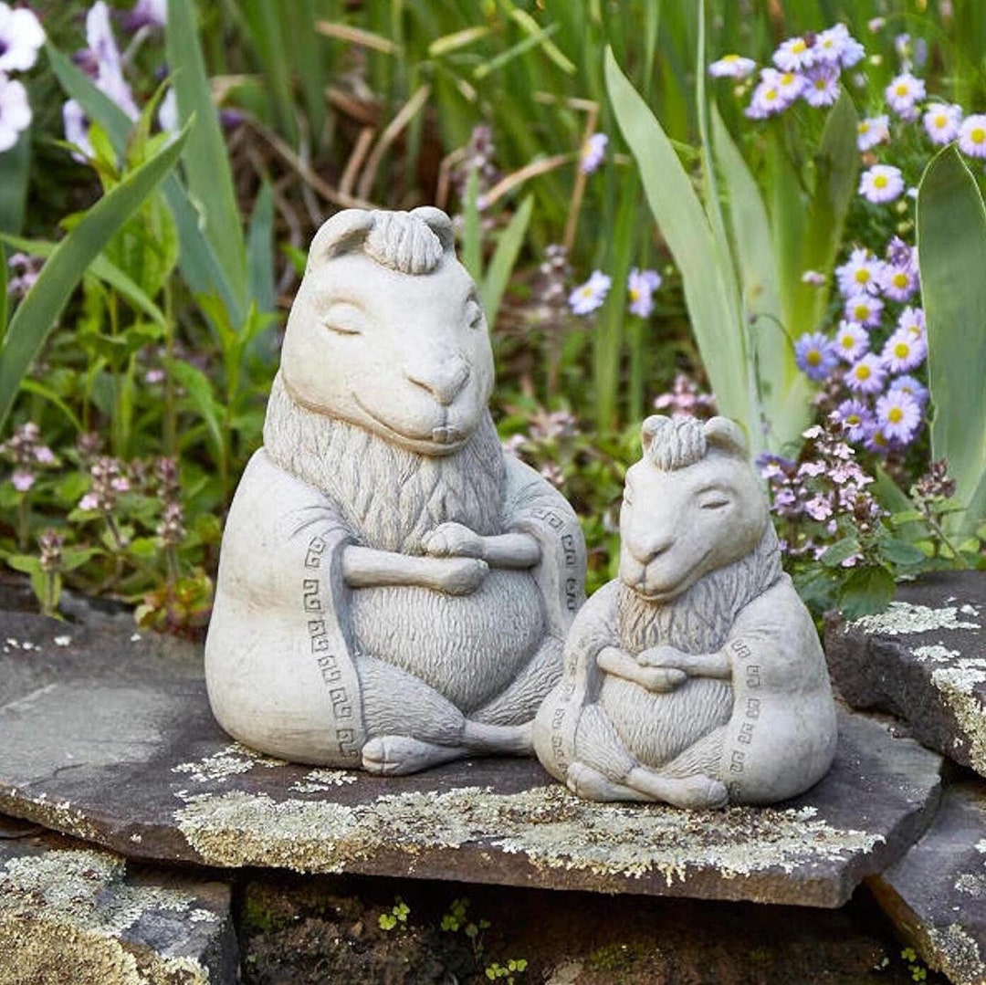 ZEN MEDITATING LLAMAS (size & Color Options): Solid Stone Sculpture ...