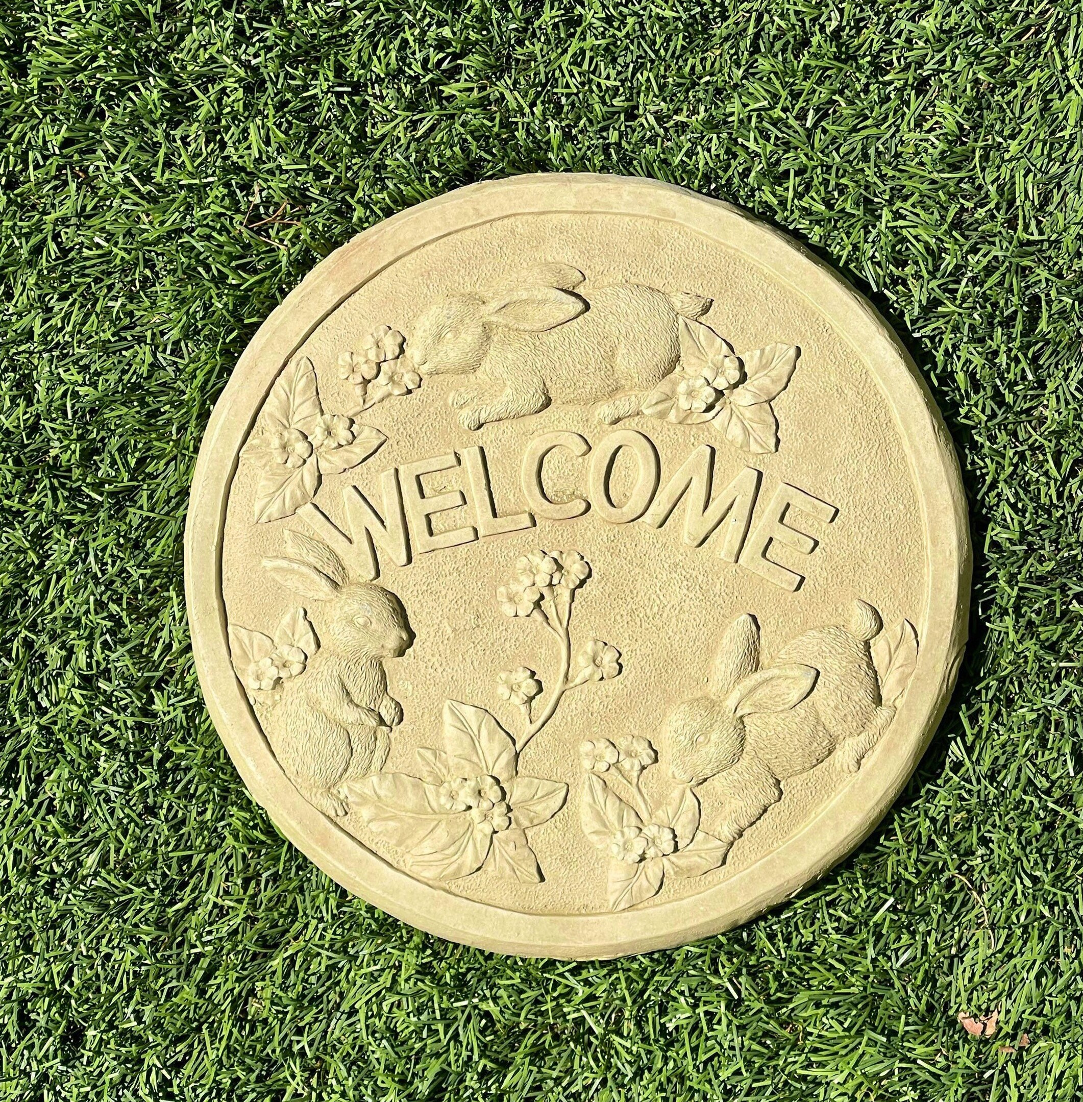 WELCOME STEPPING STONE (style, Color & Set Option): Durable Solid Stone ...