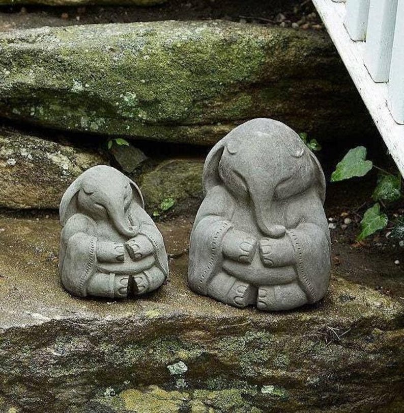 ZEN MEDITATING ELEPHANT (size & Color Options): Solid Stone Sculpture ...
