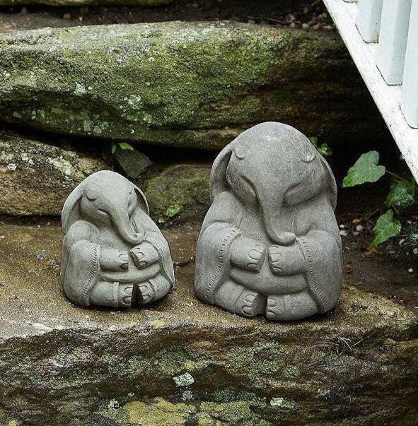 ZEN MEDITATING ELEPHANT (size & Color Options): Solid Stone Sculpture ...