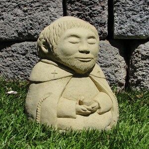 MEDITATING SAINT FRANCIS (size & Color Options): Solid Stone Zen Statue ...