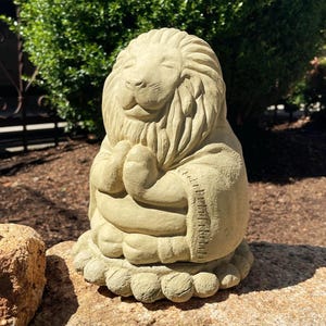 ZEN MEDITATING LION (size & Color Options): Solid Stone Sculpture. Home ...