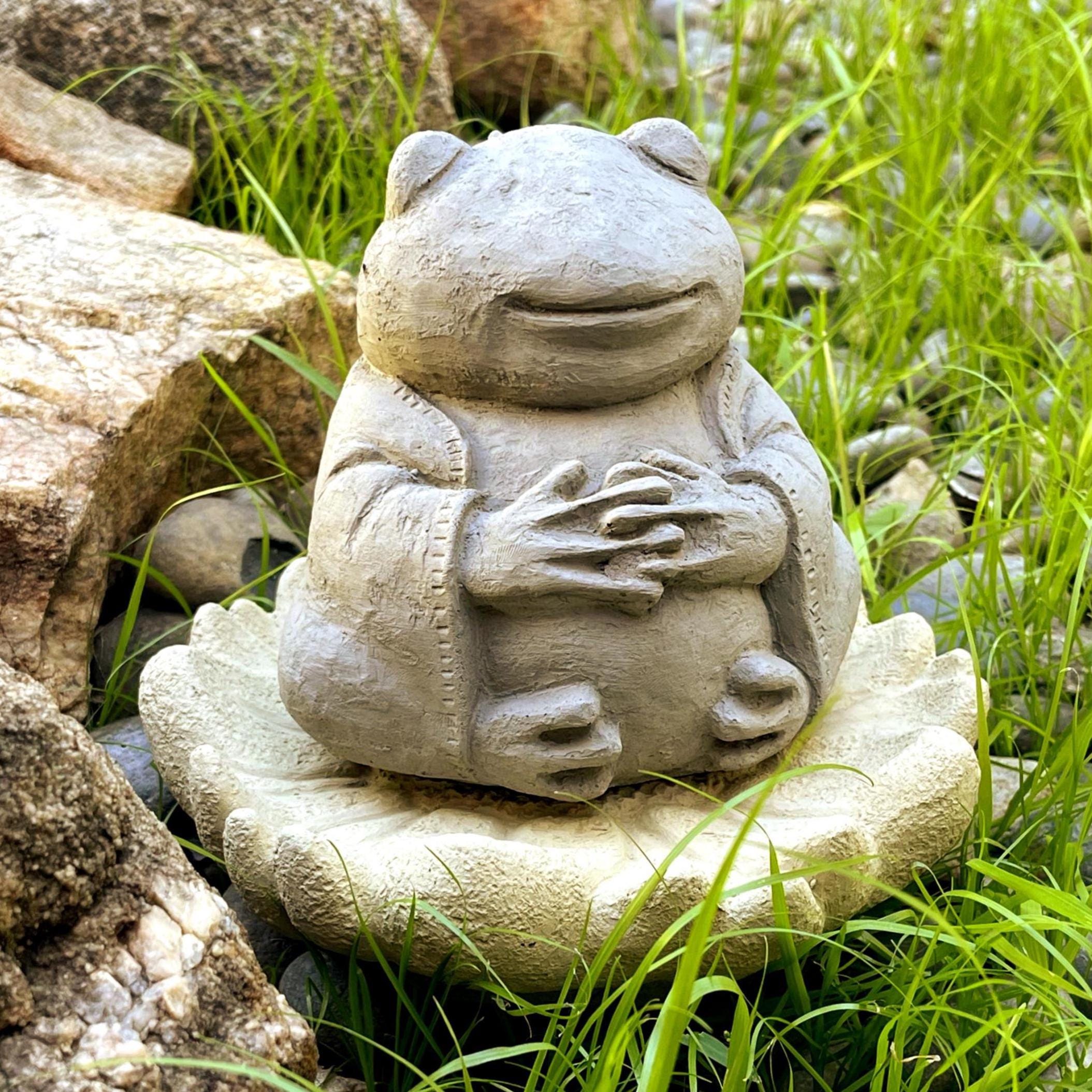 ZEN MEDITATING FROGS (size & Color Options): Solid Stone Sculpture ...