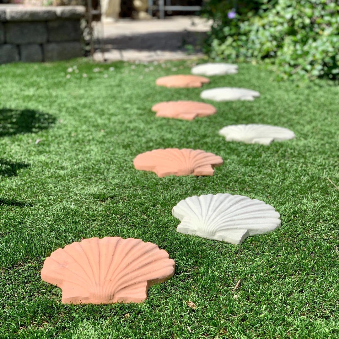 SEASHELL STEPPING STONES (color & Set Options): Durable Solid Concrete ...