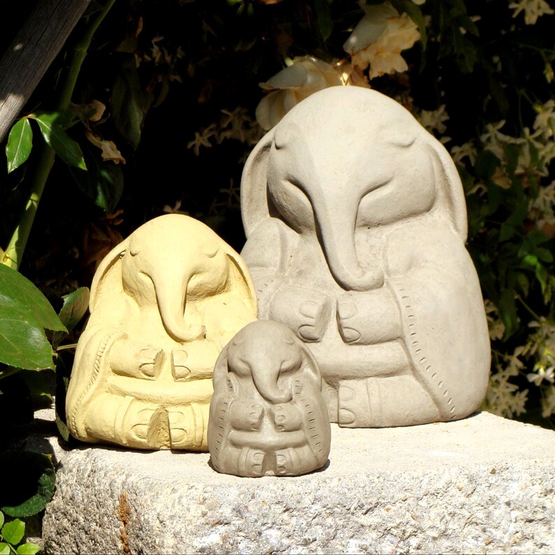 ZEN MEDITATING ELEPHANT (size & Color Options): Solid Stone Sculpture ...