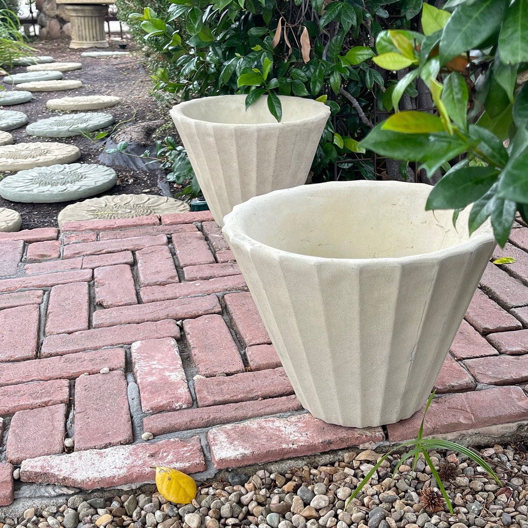 VINTAGE FLUTED PLANTER 4 Color Options: Quality Solid Durable Stone ...