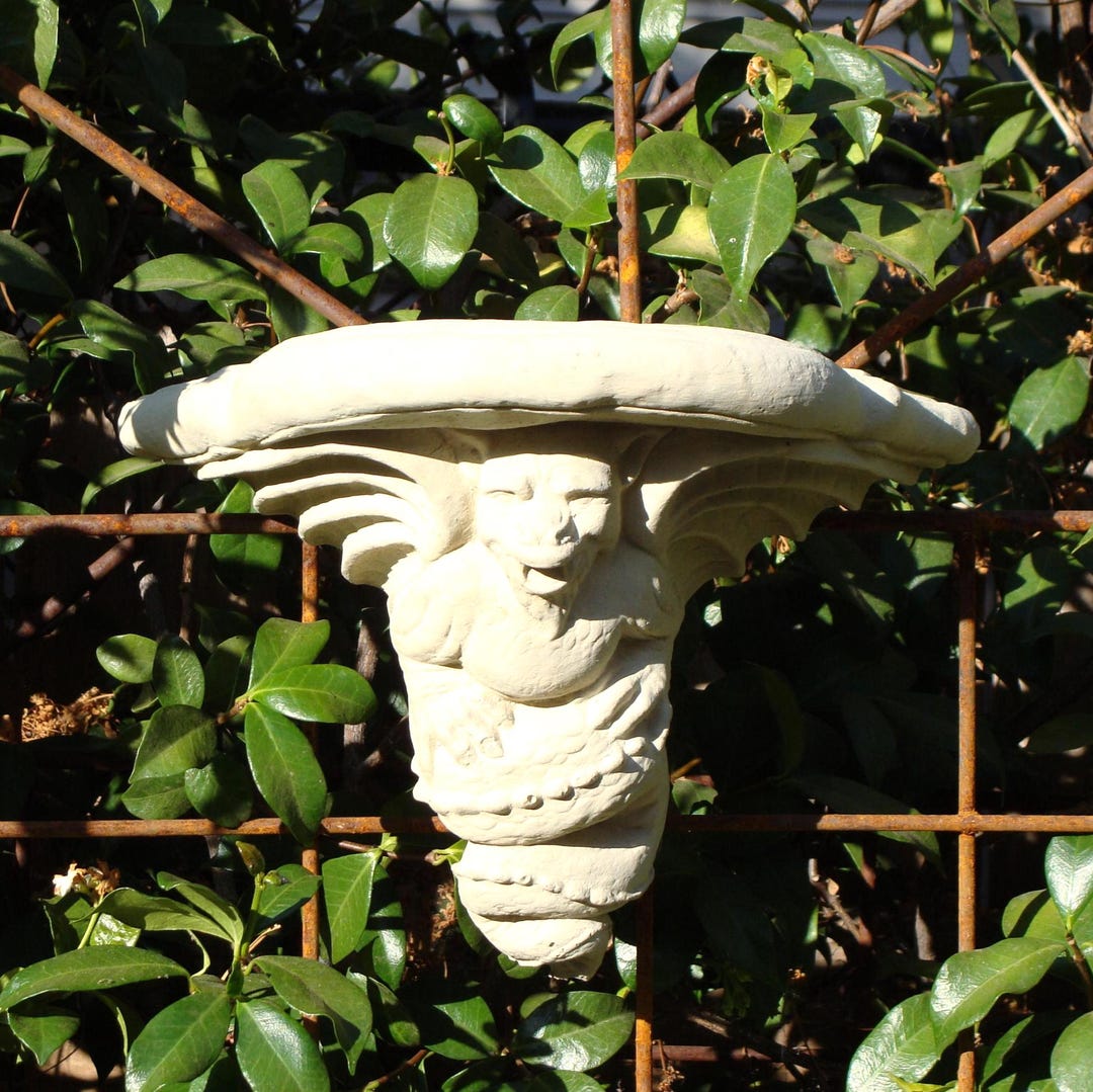 VINTAGE GARGOYLE PLAQUE: Solid Stone Sconce. Home Garden Wallhanging ...