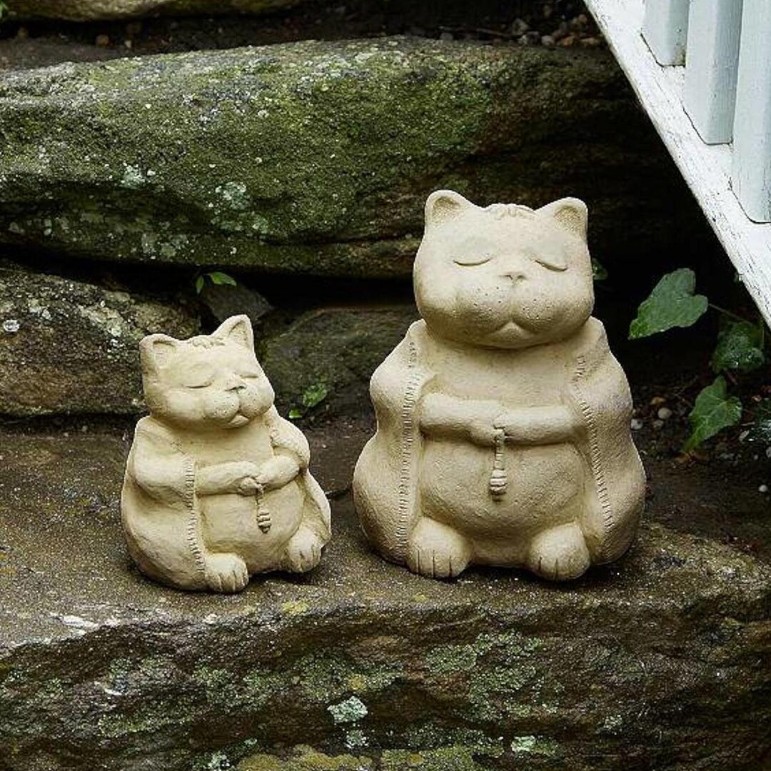 ZEN MEDITATING CATS size & Color Options: Solid Stone Inspirational ...