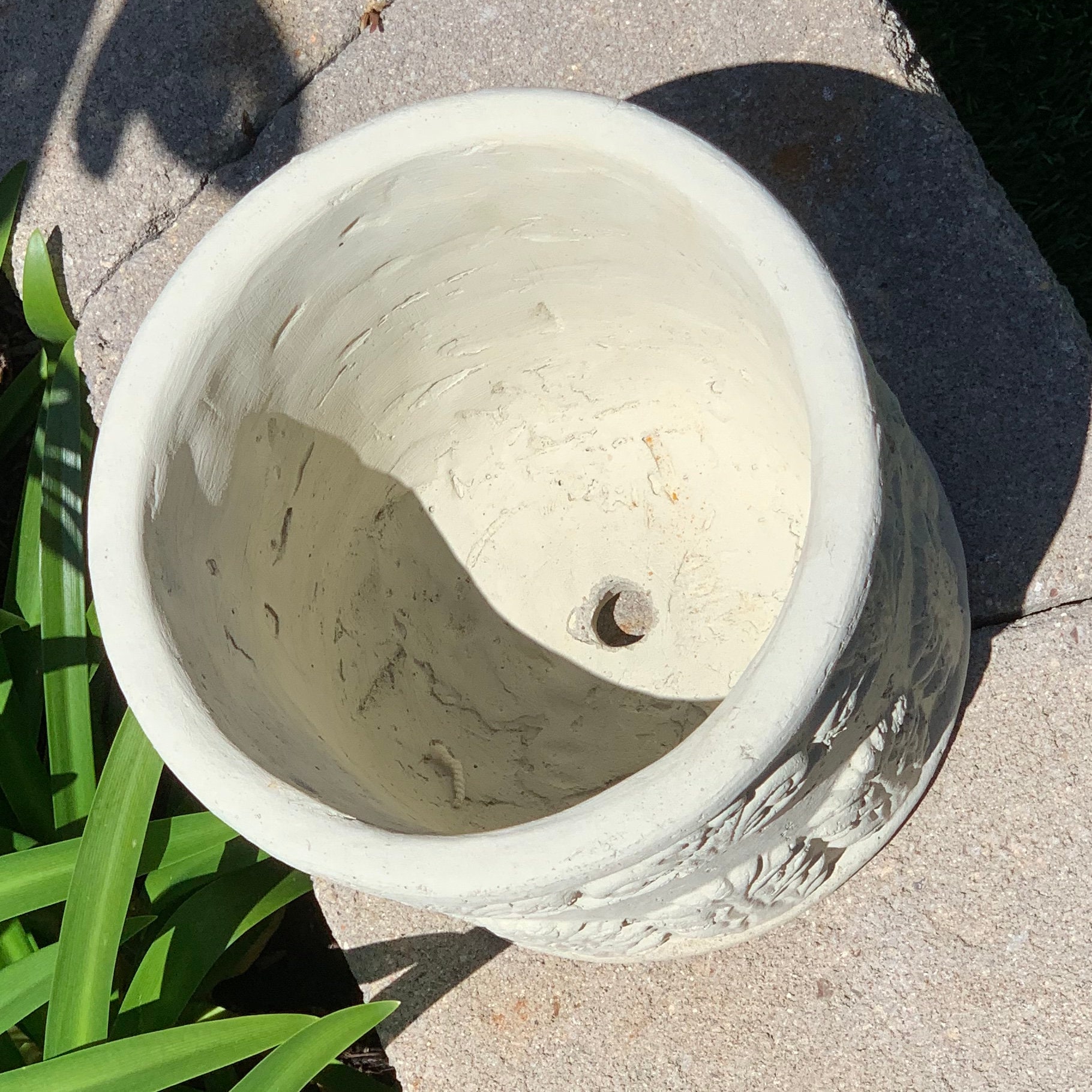MOTIF WELL PLANTER: Solid Stone Flower Pot. Outdoor Safe, Garden Decor ...