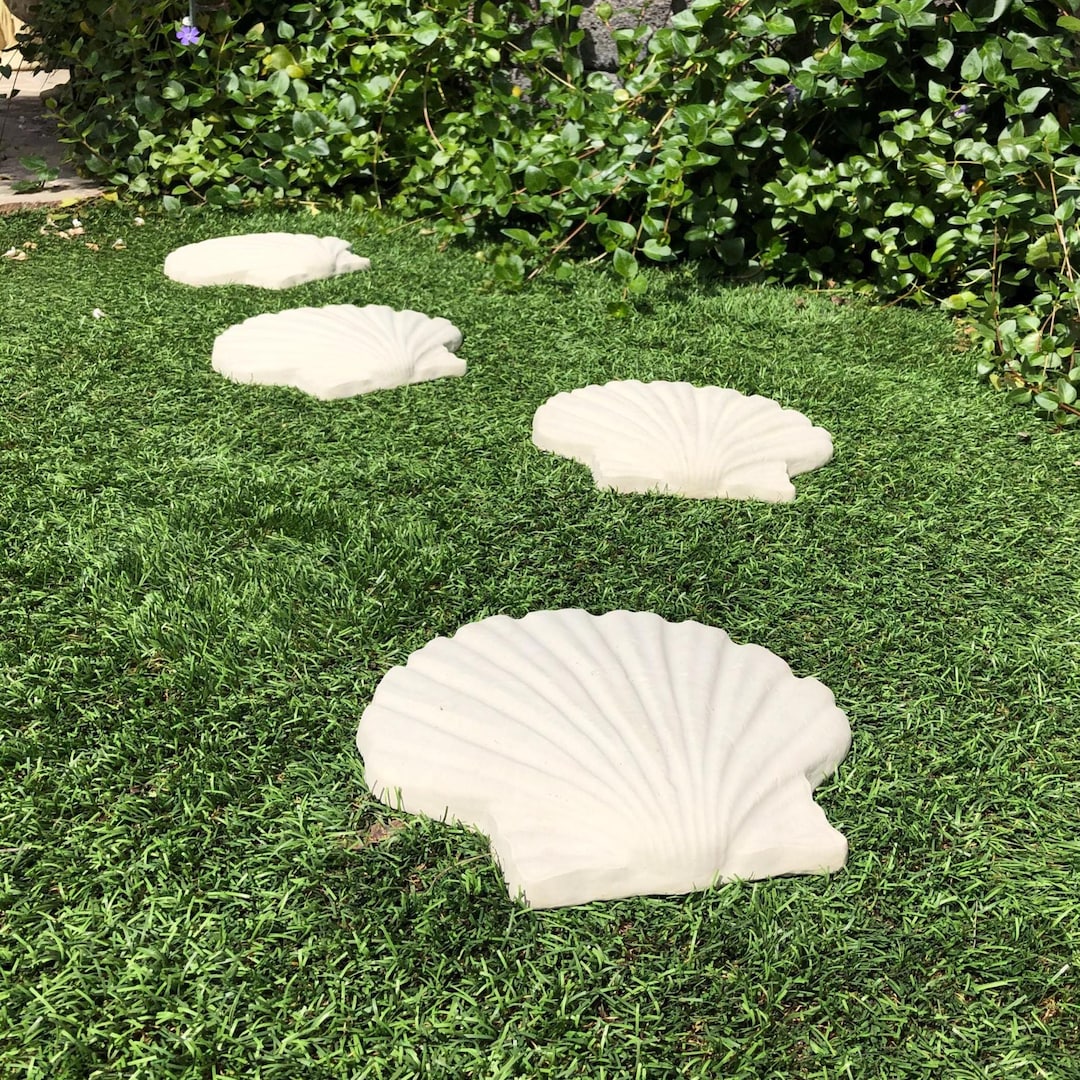 SEASHELL STEPPING STONES (4 Color Options): Durable Solid Concrete ...
