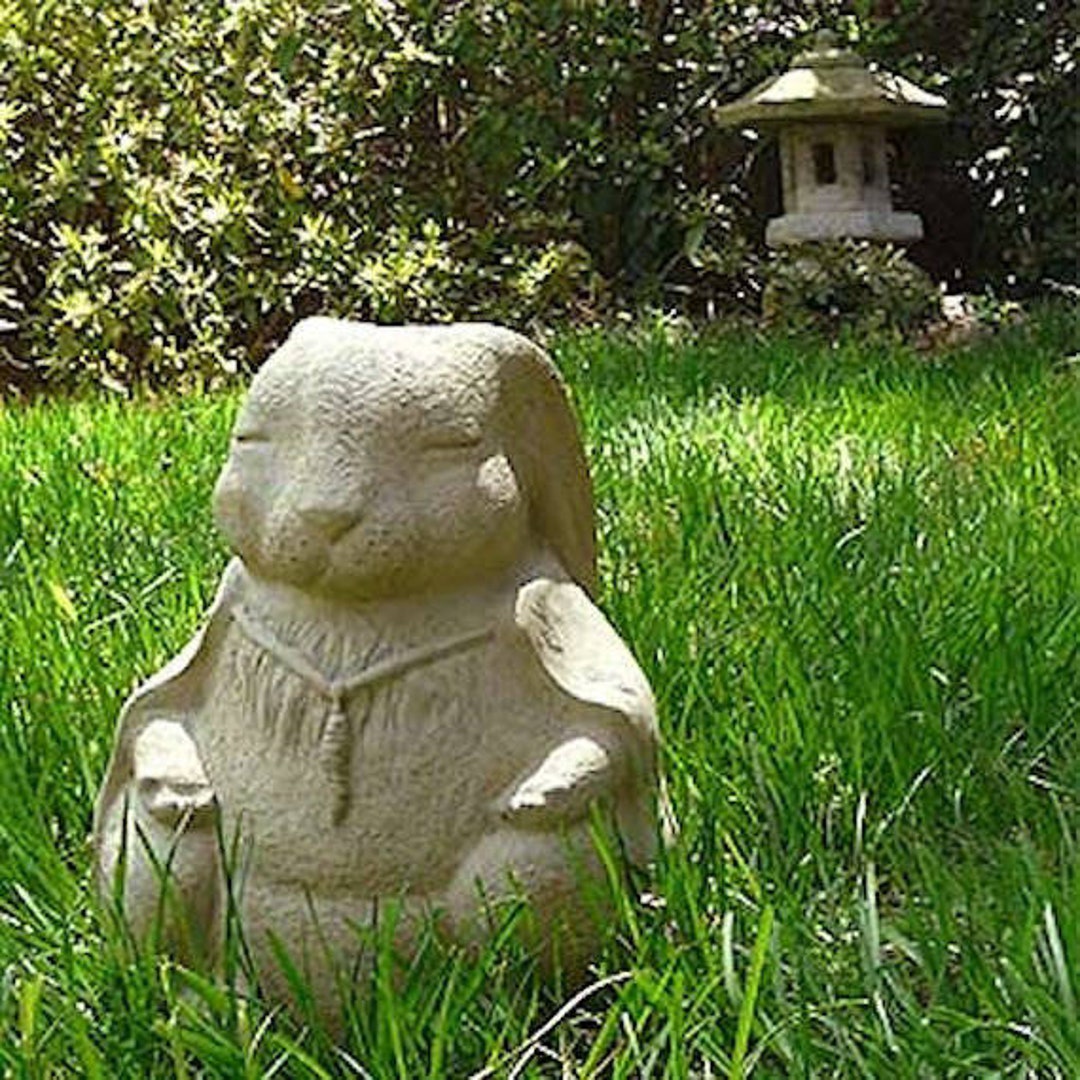 LARGE MEDITATING RABBIT 4 Color Options: Solid Stone Buddha Animal ...