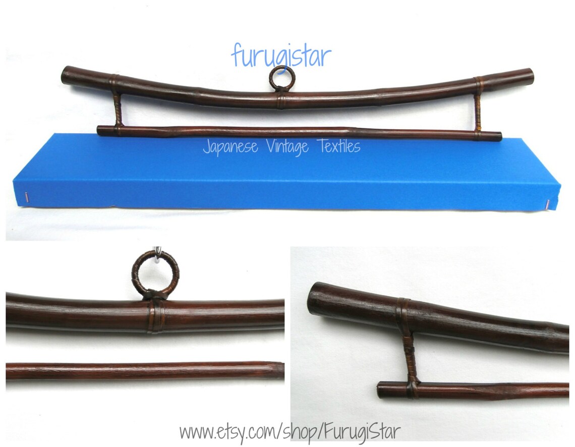 Japanese Obi / Textile Display Hanger Bamboo With Blue Box. - Etsy