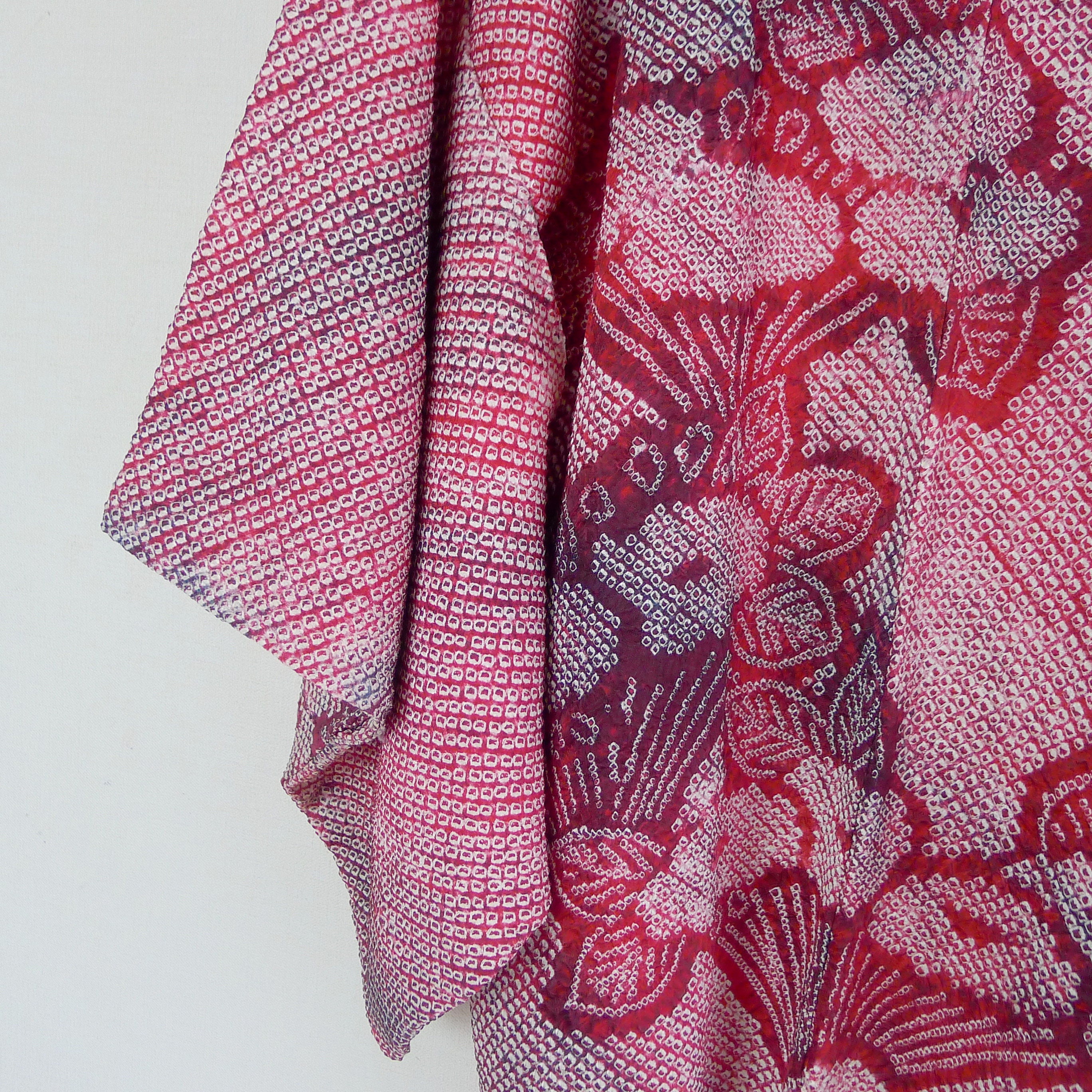 HANA Red shibori haori Floral pattern hand dyed Japanese | Etsy