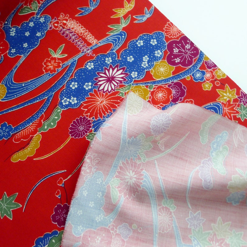 Floral Wool Kimono Fabric Botanical Pattern Unused Bolt by - Etsy