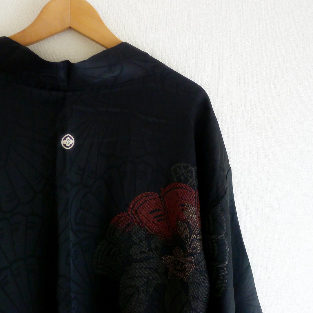 SAORI Vintage Japanese Haori Jacket Lucky Fan Pattern Silk - Etsy