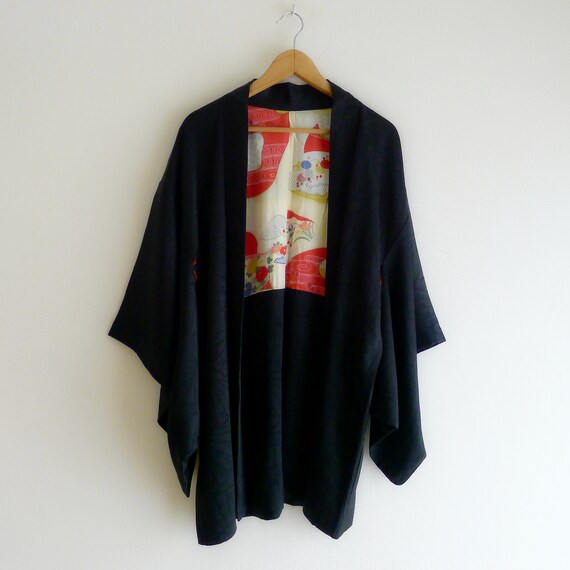 SAORI Vintage Japanese Haori Jacket Cloud Pattern Silk | Etsy