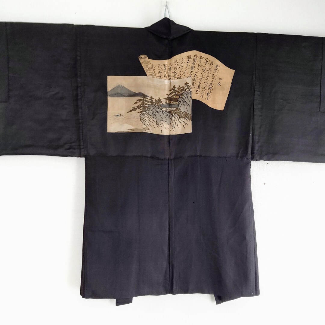 Black Silk Kimono Jacket - Silk Pongee, Tsumugi - Etsy