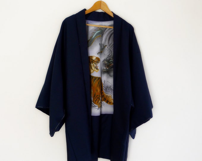 Indigo Wool Kimono Jacket Oversize Jackets Man Haori Gift - Etsy