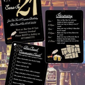 21st Birthday Bar Crawl Theme Invitation, Itinerary & Scavenger Hunt ...