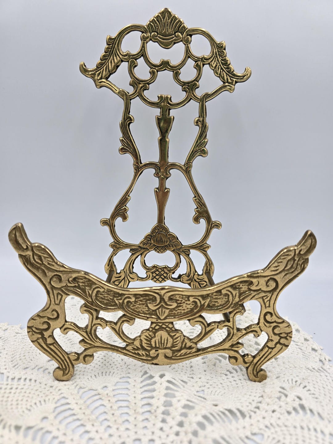 Ornate Brass Decorative Tabletop Easel With Floral and Scrollwork ...