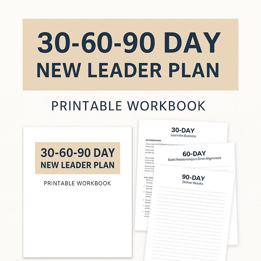 30-60-90 Day New Leader Plan | Printable Leadership Onboarding Workbook ...
