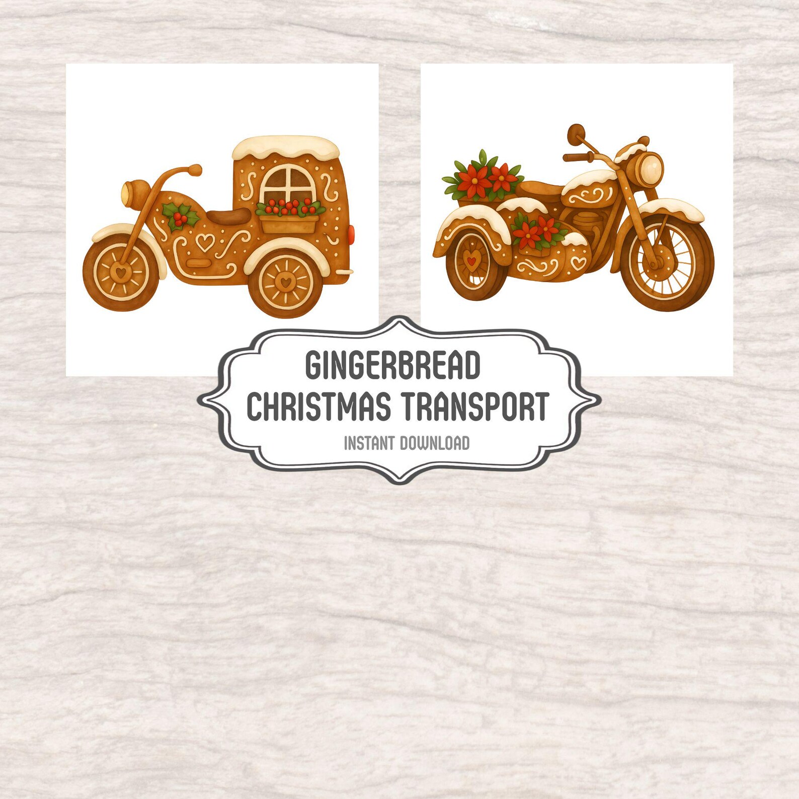 Gingerbread Christmas Transport Clipart – 14 High-res Jpgs for Card ...
