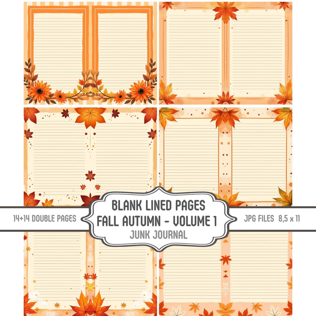 Autumn Lined Journal Pages – Printable Fall Writing Kit (digital ...