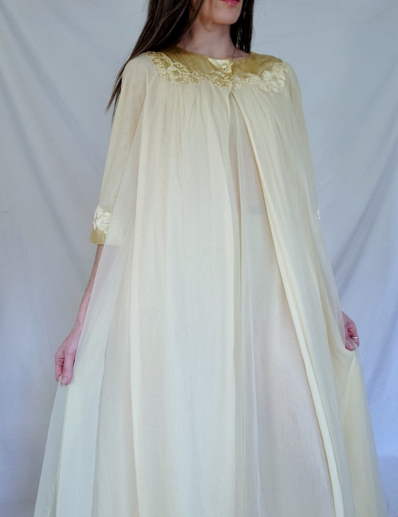 1960s Nightgown and Robe Set, Gossard Artemis, Yellow… - Gem