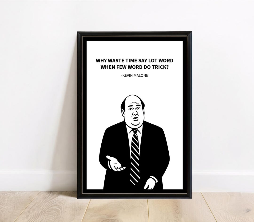 Kevin Malone Quote | the Office TV Show Wall Art Minimalist Black ...