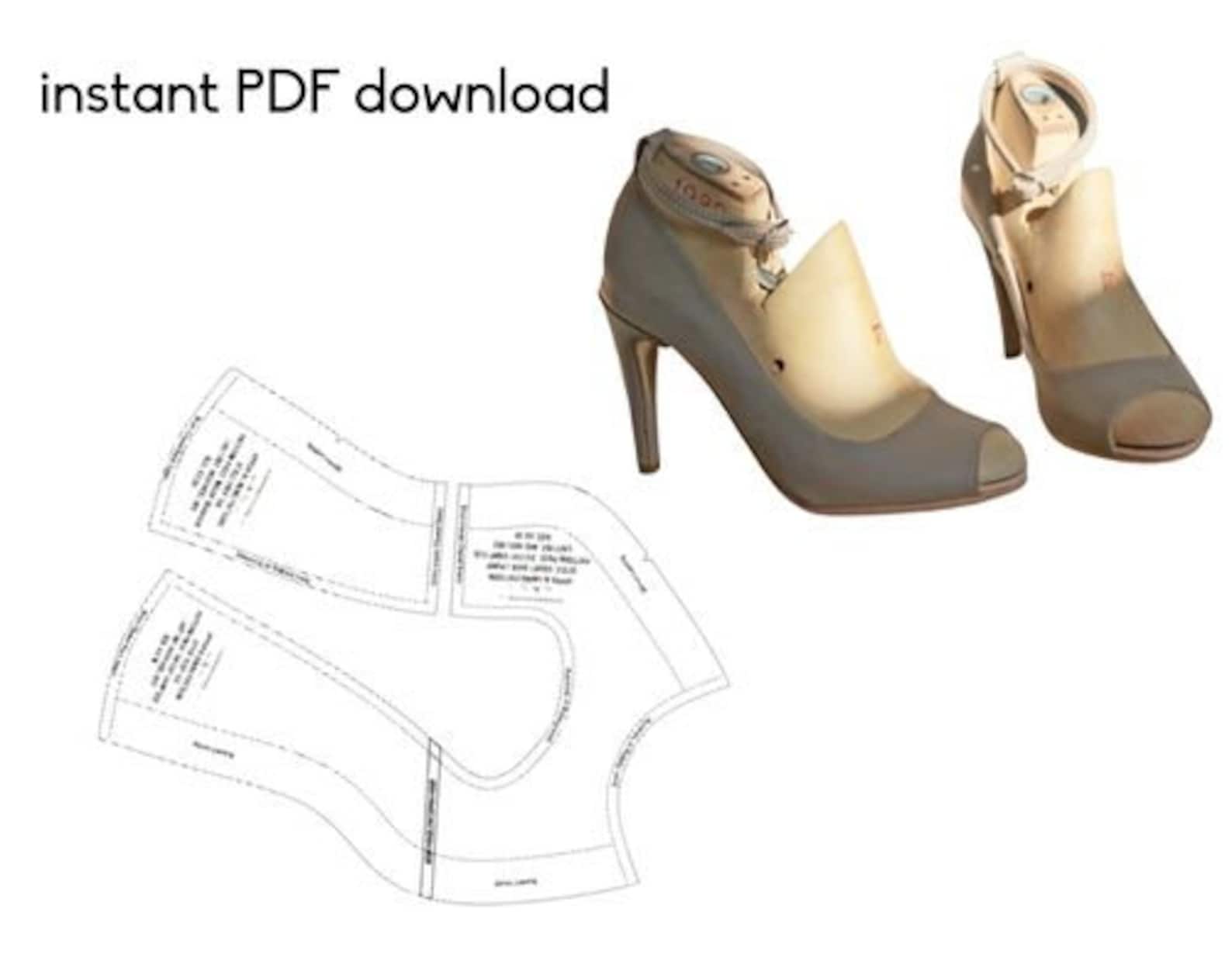Digital PDF Shoe Pattern for Women Peep Toe High Heel Sewing Pattern ...