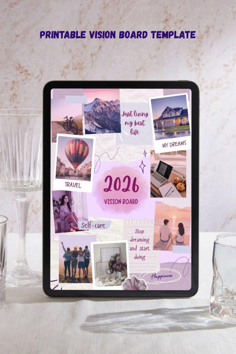 2026 Vision Board Kit | Printable Planner, Quote Cards (digital ...