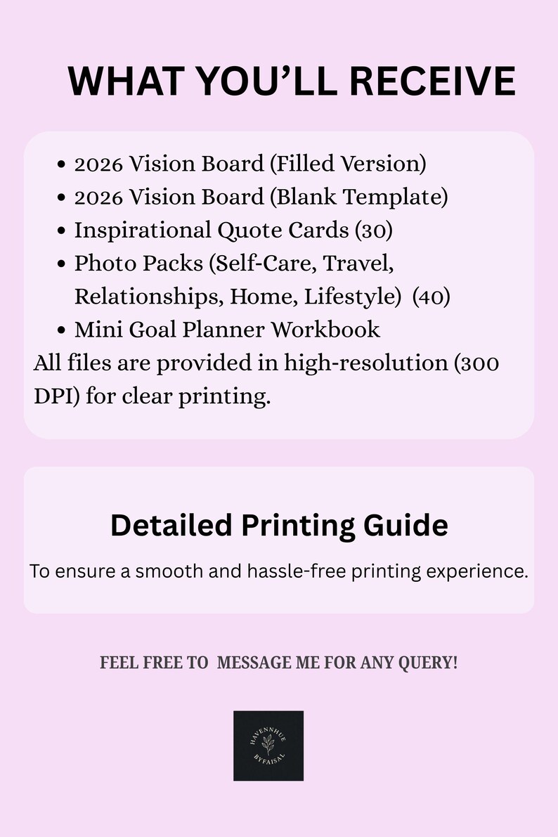 2026 Vision Board Kit | Printable Planner, Quote Cards (digital ...