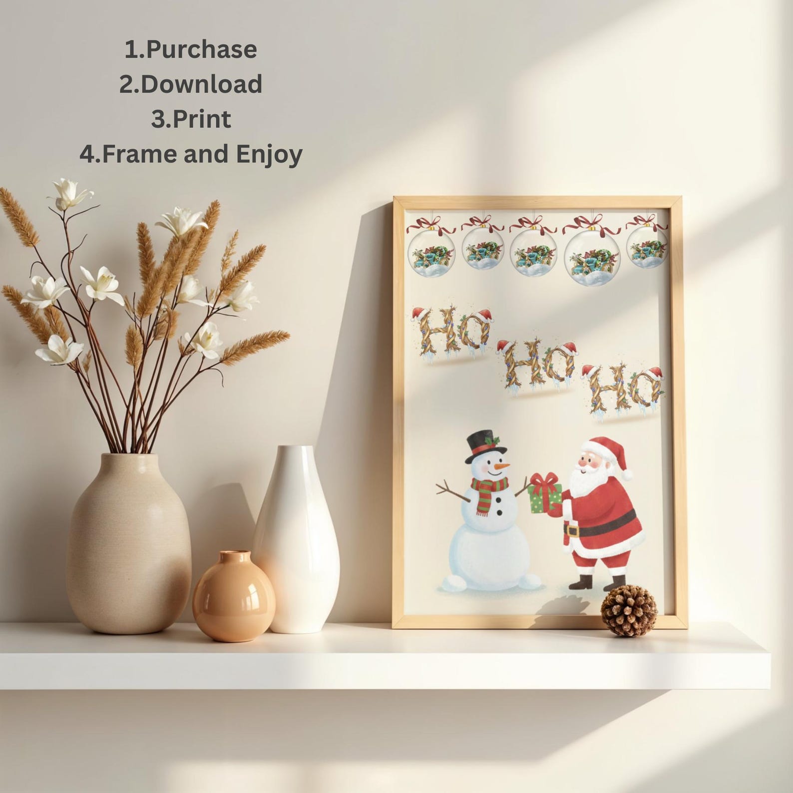 Christmas Wall Art Set | Holiday Prints, Festive Decor (digital ...