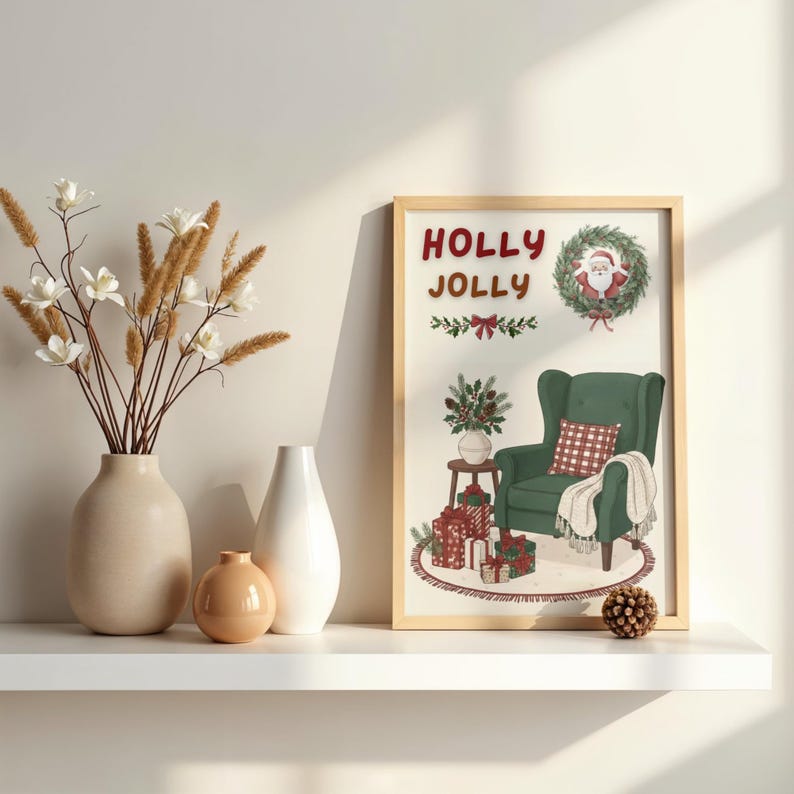 Christmas Wall Art Set | Holiday Prints, Festive Decor (digital ...