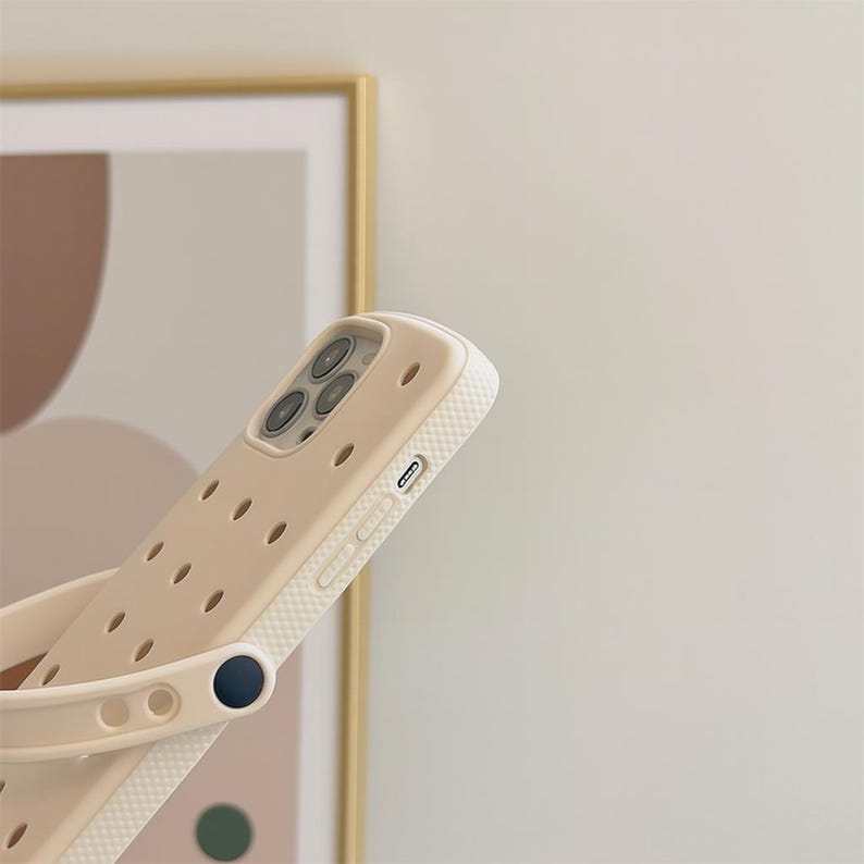 Minimalist Beige Crocs-style Silicone Grip Phone Case – Shockproof Soft ...